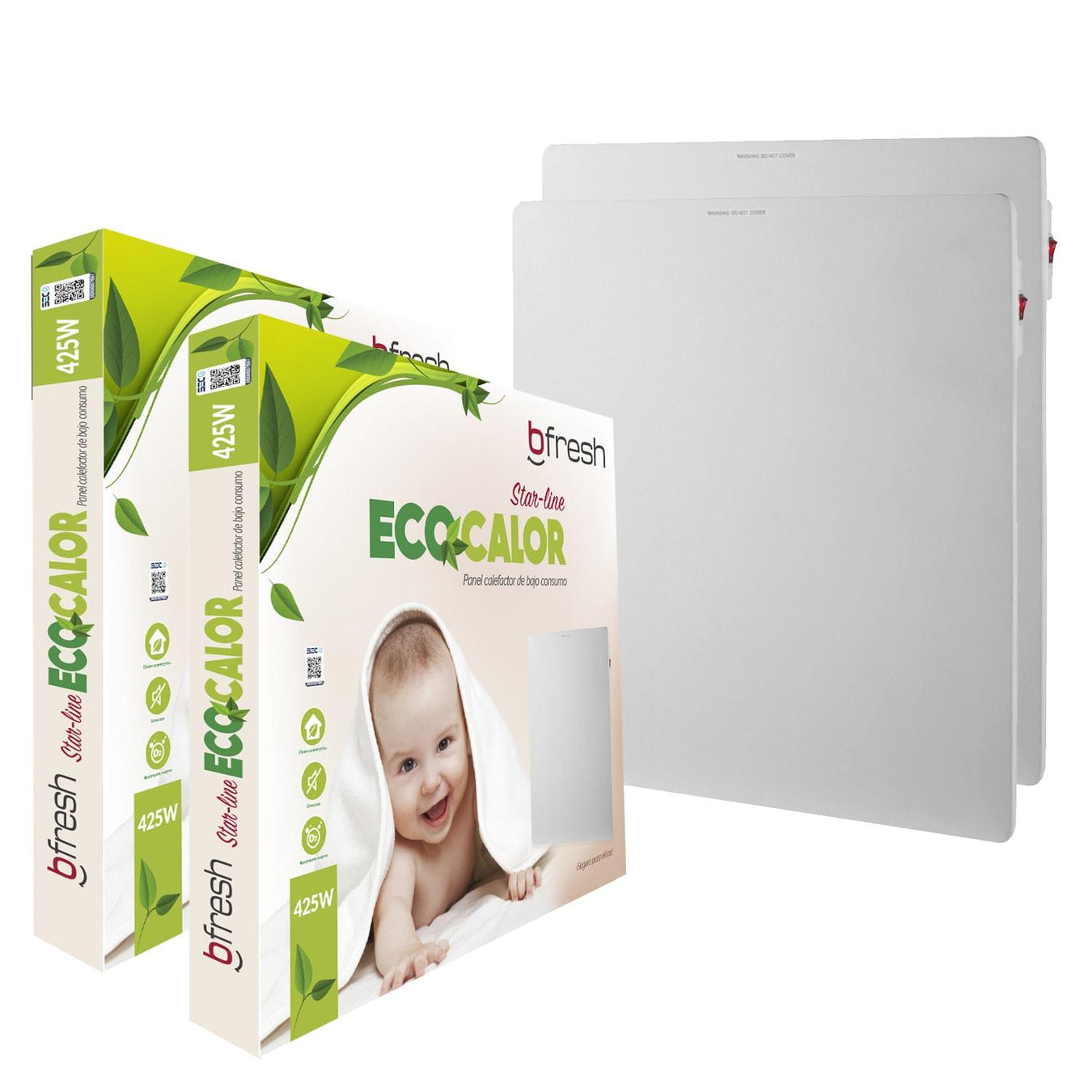 Pack 2 Paneles Murales Calefactores Bajo Consumo Eco Calor 425W BFresh ...